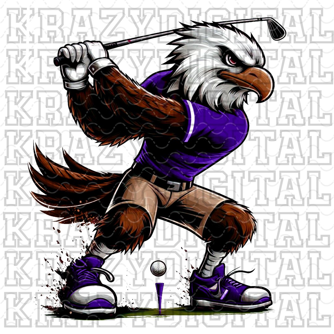 Eagles Purple Golf Mascot PNG, Eagle Golf Mascot, Eagle Mascot, Eagle ...