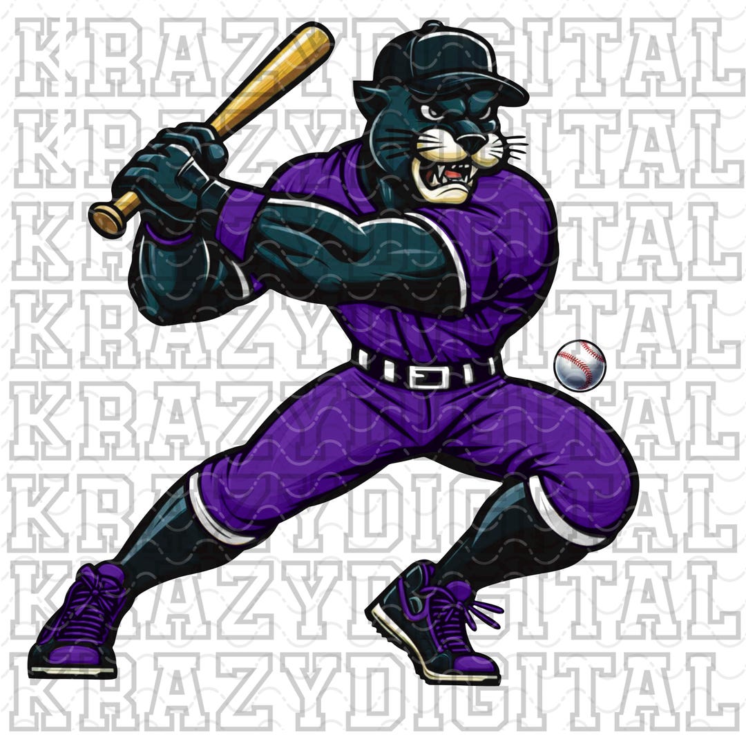 Purple Panther Baseball PNG, Little Panther Baseball Digital File, Big ...