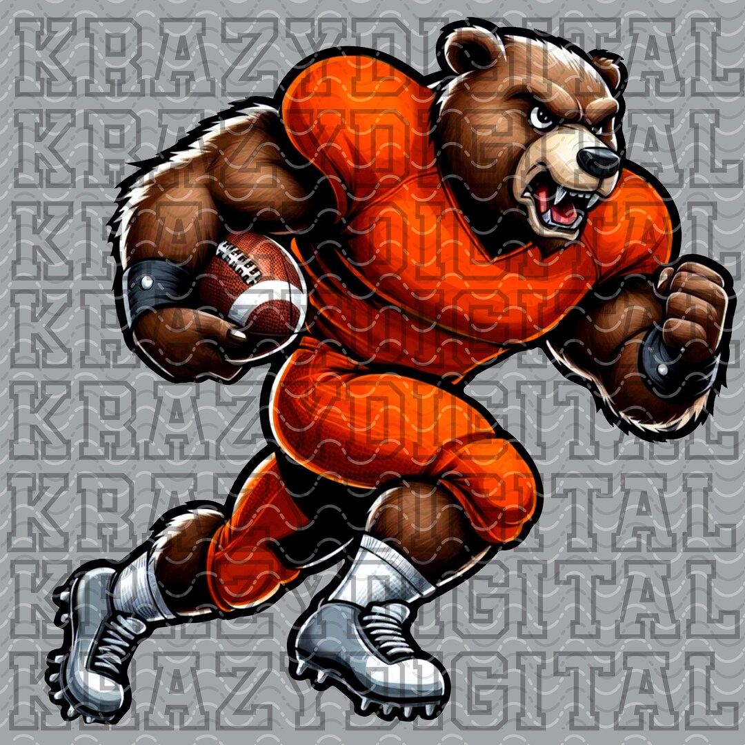 Orange Bears Football PNG, Orange Bears Mascot Digital Design, Orange ...