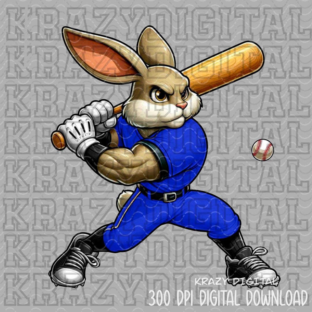 Jackrabbit Blue Baseball PNG, Bunny Fun Sports Design, Strong Sports ...