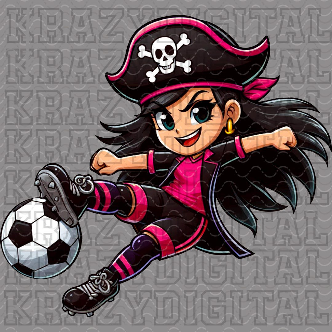Pirate Mascot Pink Soccer Girl PNG, Lady Pirate Pink Out Mascot Art ...