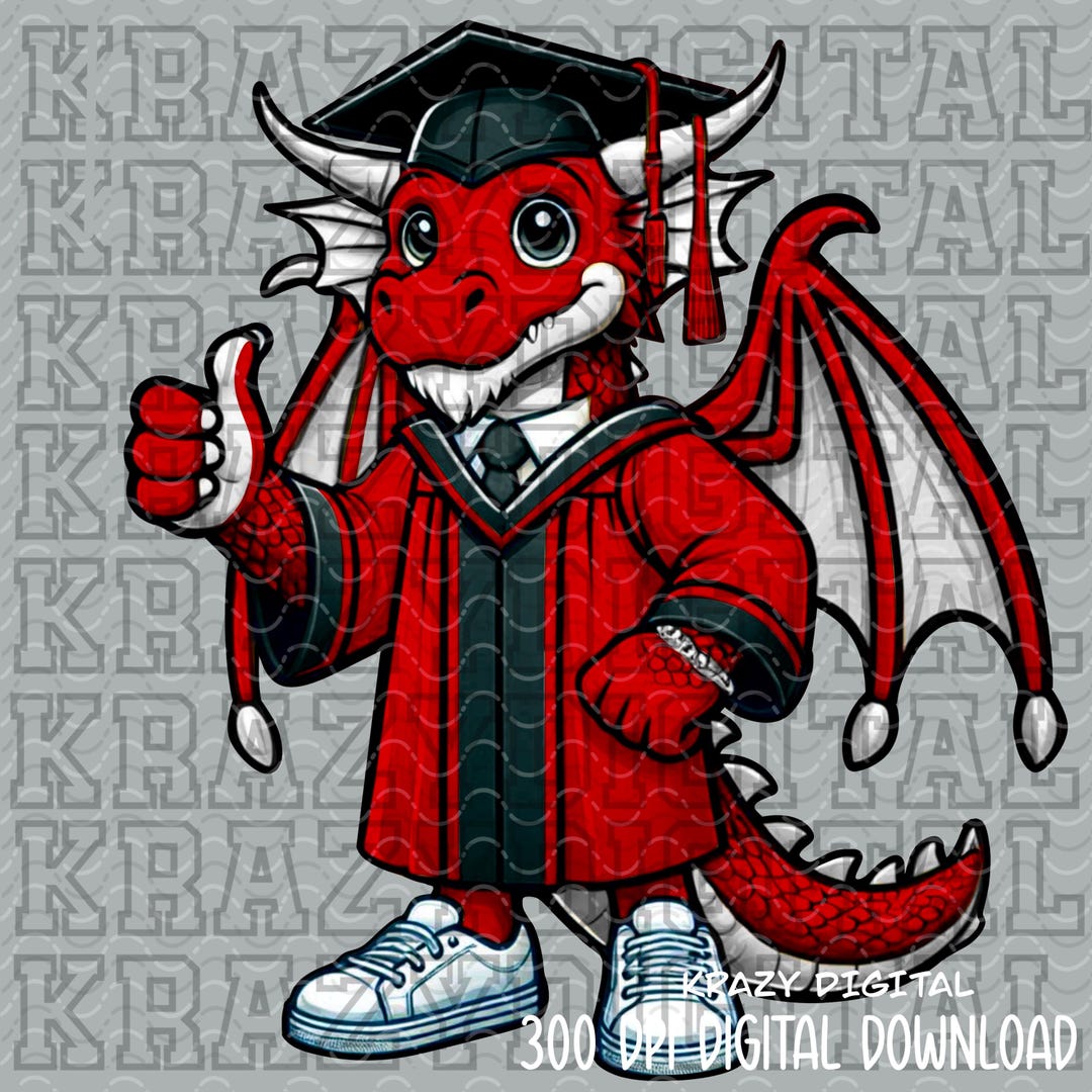Dragon Red Mascot Graduation PNG, Gamer Senior Mascot, Dragon ...