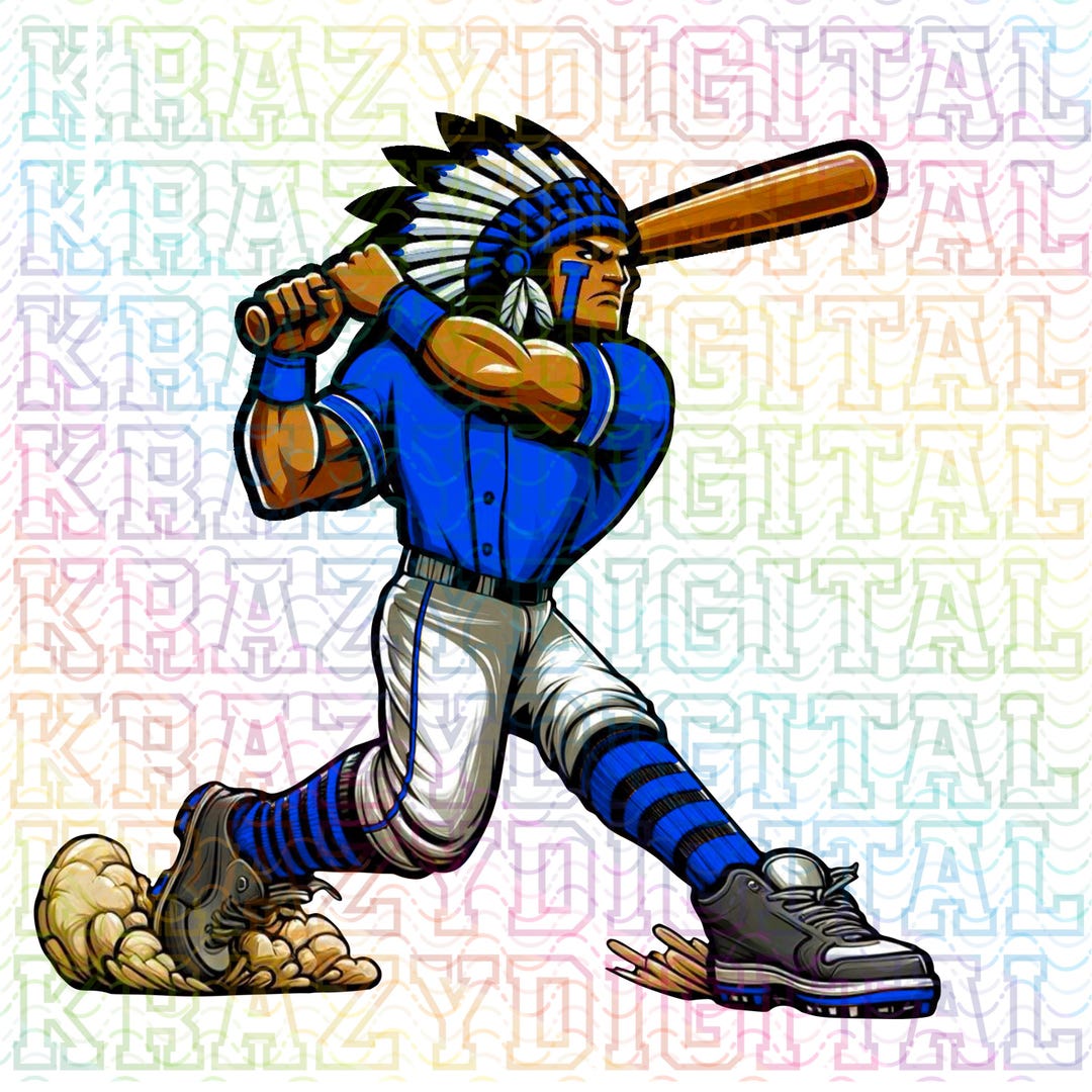 Blue Indian Baseball Mascot PNG, Boy Indian Sports PNG, Warrior Sports ...