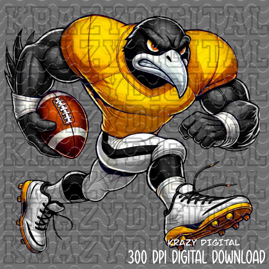 Yellow Ravens Football Mascot PNG, Raven Mascot Digital File,yellow ...