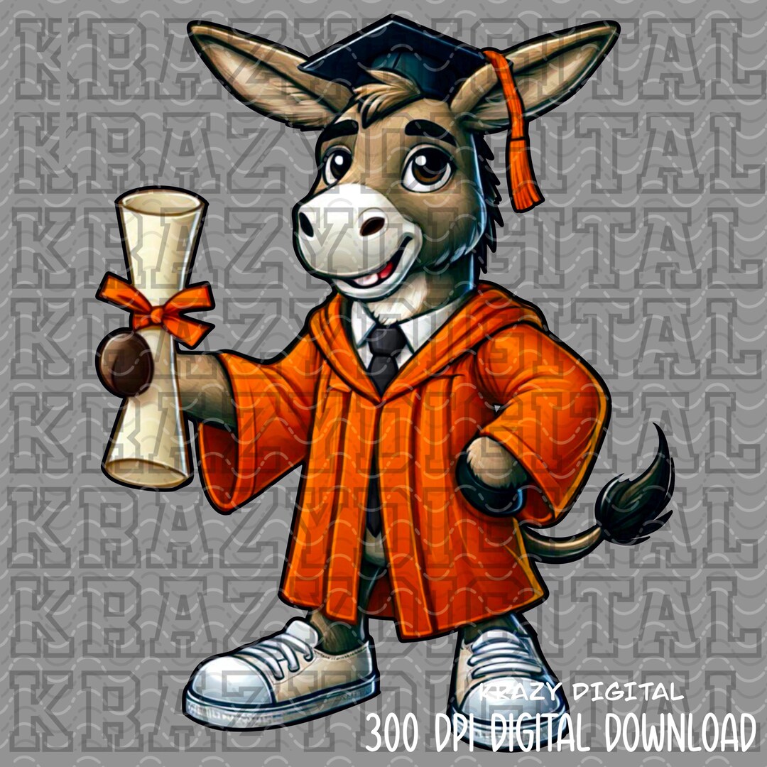 Orange Donkey Graduation PNG, Burro Senior Design, Orange Donkey Senior ...