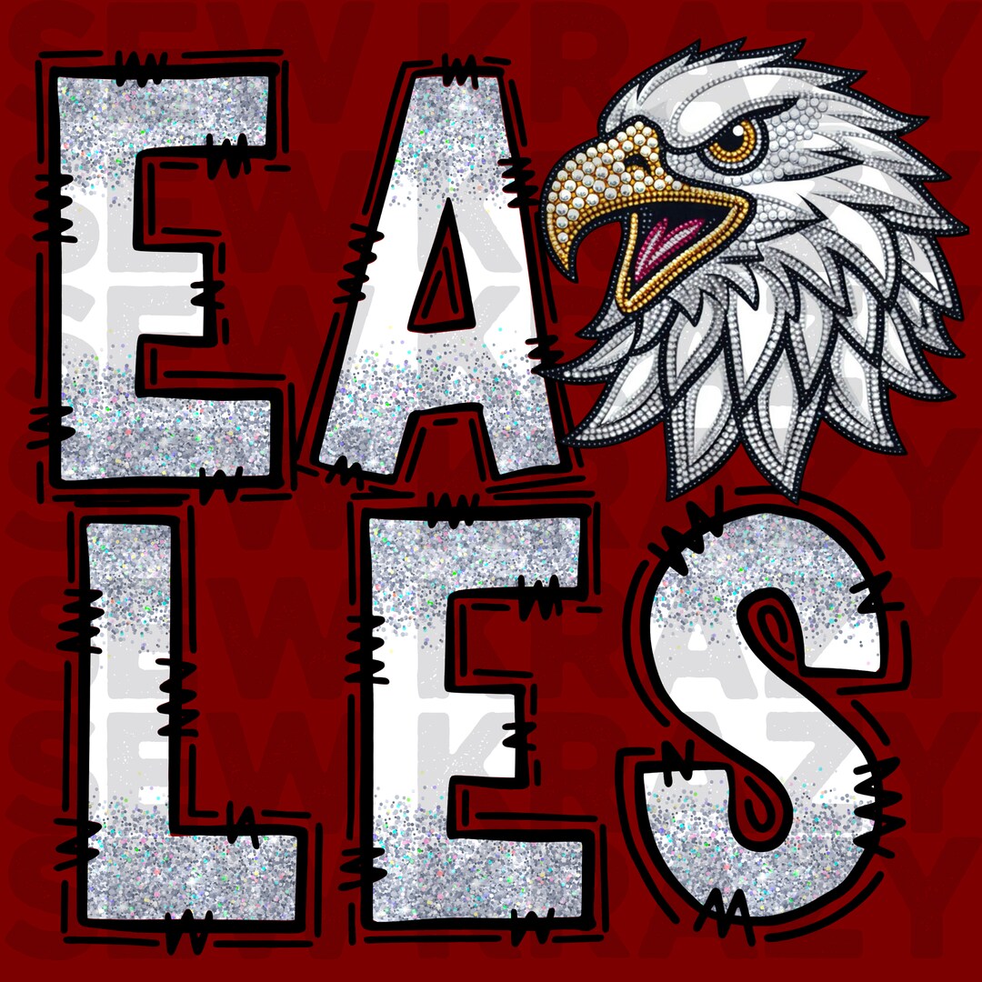Eagles Rhinestone Mascot PNG, Eagle Girly Mascot, Eagle Faux Rhinestone ...