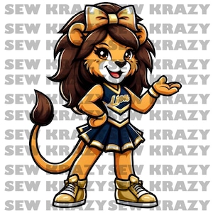 Lions Cheer Mascot PNG, Lions Gold School Mascot, Lions Navy Gold ...