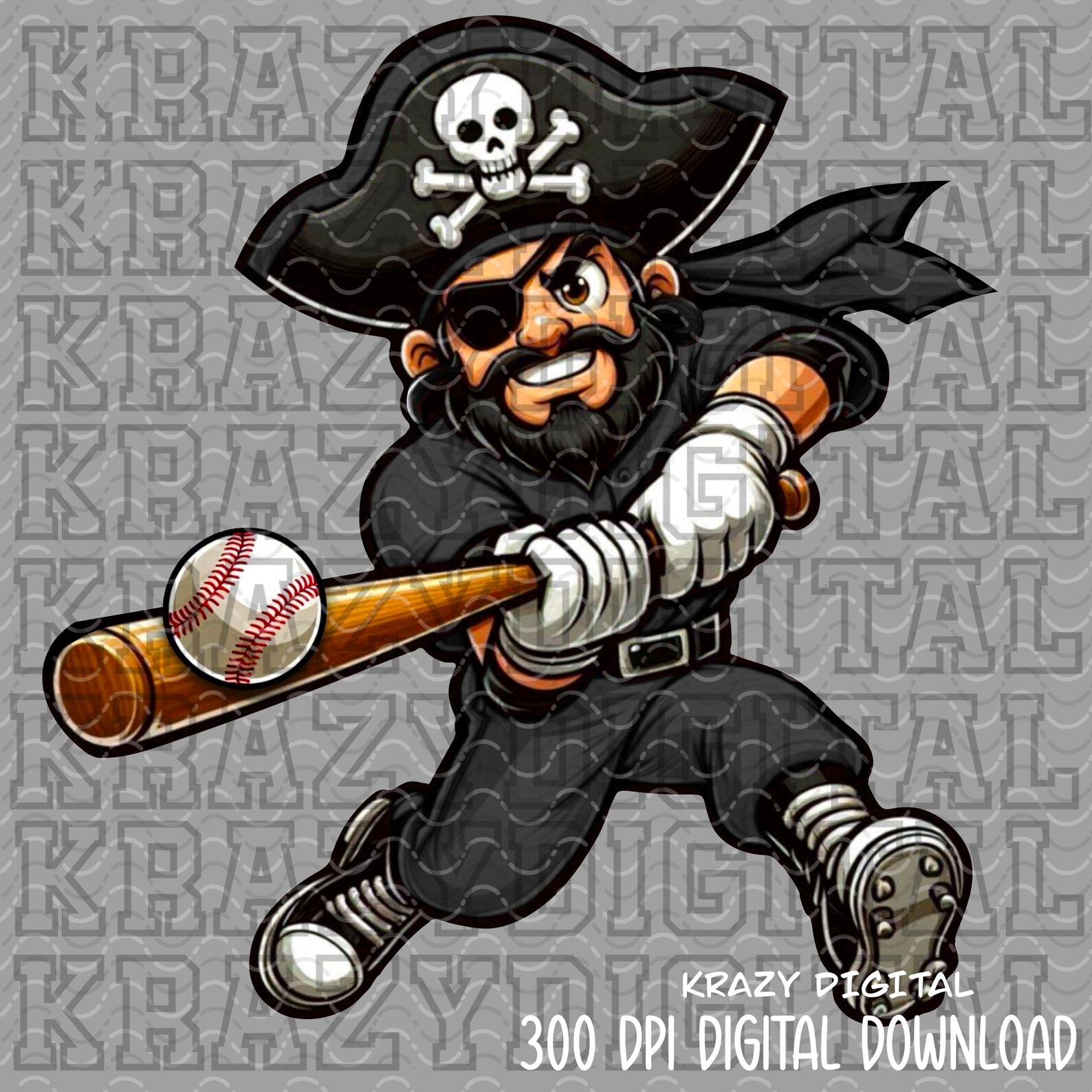Black Pirate Baseball Mascot PNG, Cartoon Baseball Pirate, Pirate ...