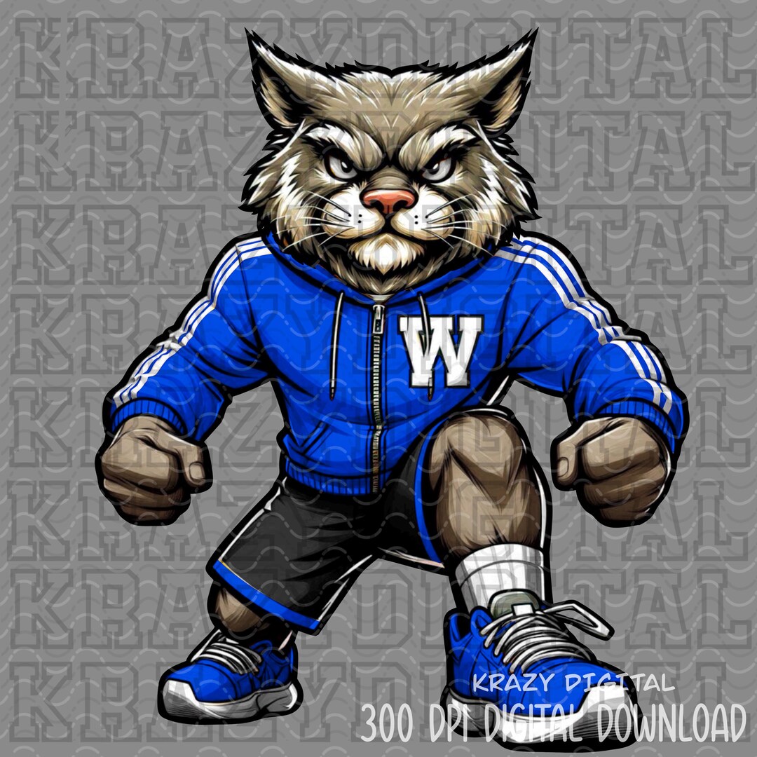 Wildcat Athlete PNG, Boy Sports Design, Blue Wildcat Mascot Digital ...