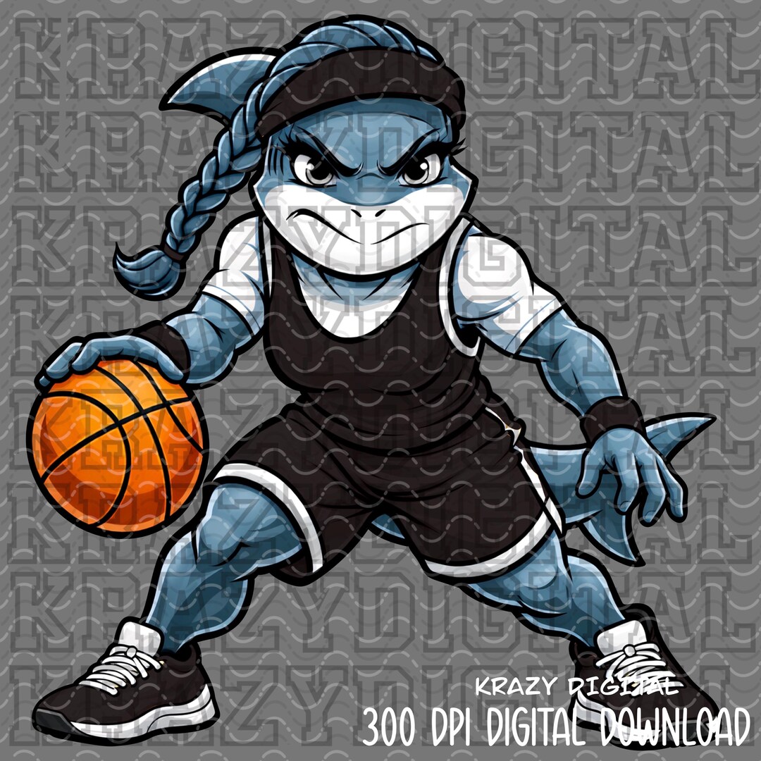 Lady Sharks Basketball PNG, Black Girl Shark Mascot Design, Aquarium ...