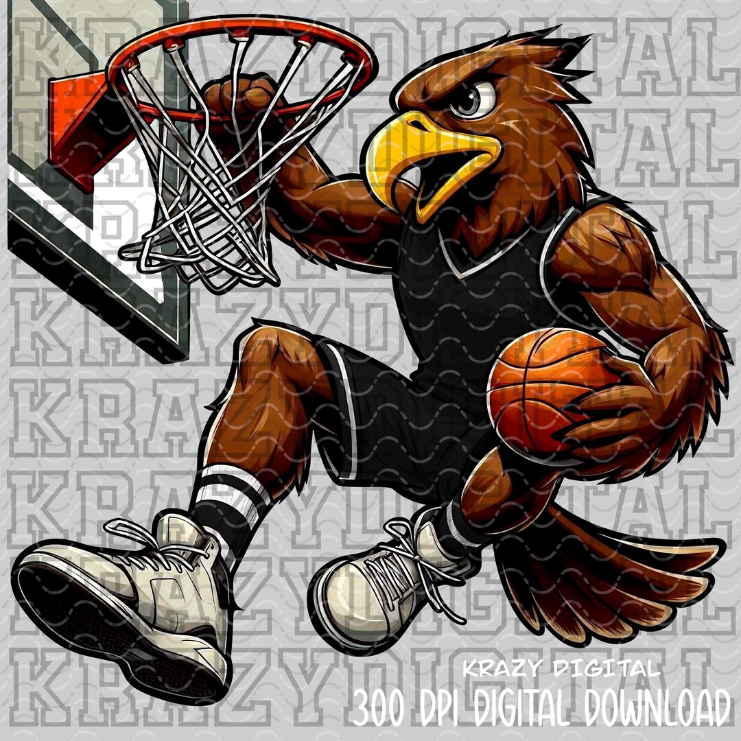 Hawk Black Basketball Mascot PNG, Boy Spirit Digital File, Little ...