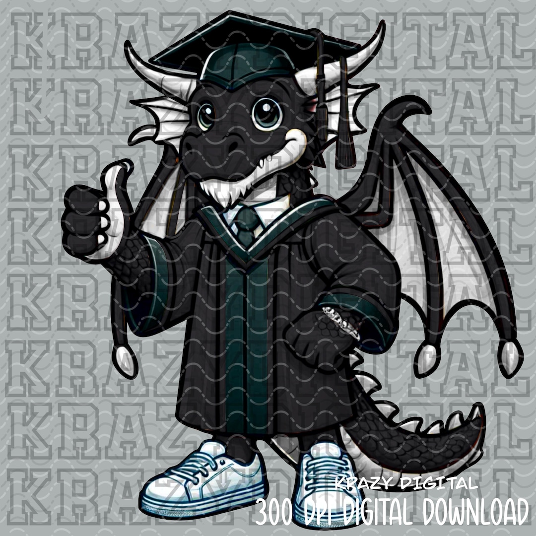 Dragon Black Mascot Graduation PNG, Gamer Senior Mascot, Dragon ...