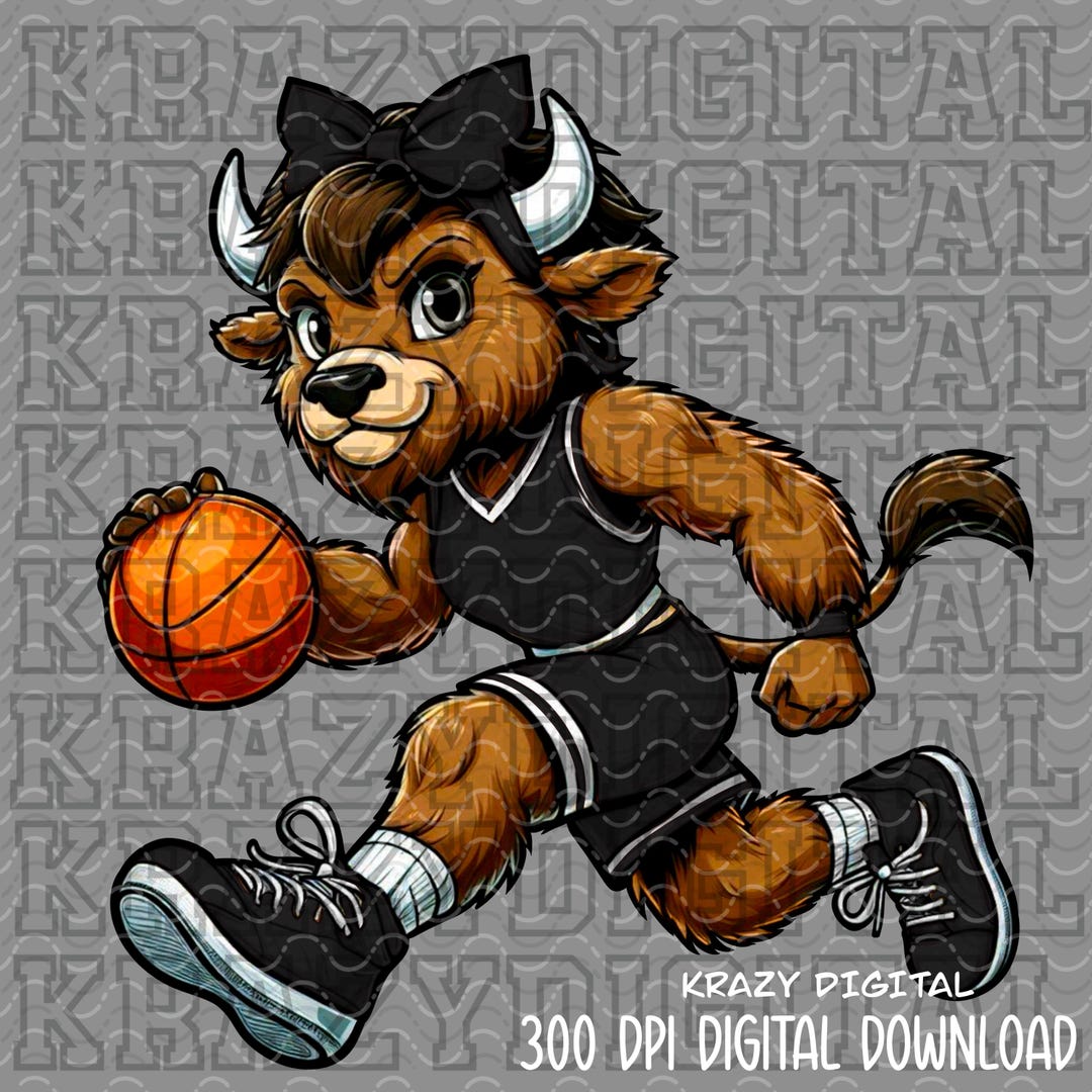 Lady Buffalo Basketball PNG, Zoo Animal Basketball Design, Black Bison ...