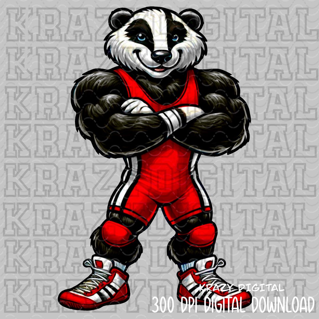Badgers Red Mascot Wrestler PNG, Badgers Red Digital , Badgers ...