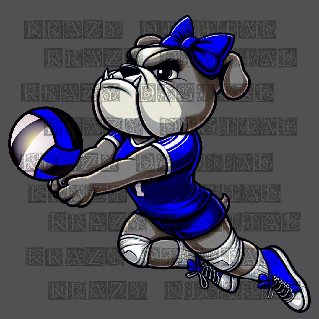 Blue Bulldog Mascot Volleyball PNG, Blue Bulldog Volleyball Mascot ...