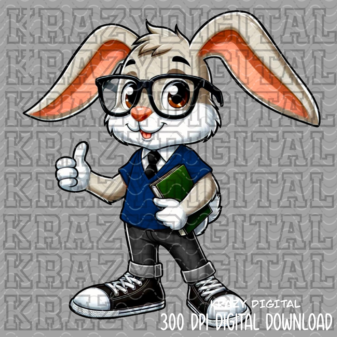 Jackrabbit Navy Studious PNG, Bunny Fun Shirt Design, Kids Shirt File ...