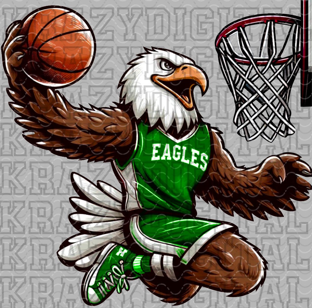 Eagles Green Basketball Mascot PNG, Cool Basketball Dunking Design, Boy ...