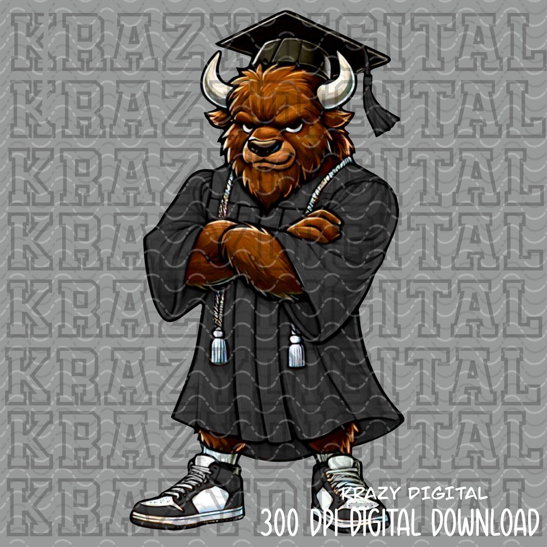 Black Buffalo Graduation PNG, Black Bison Senior 2025, Kindergarten ...