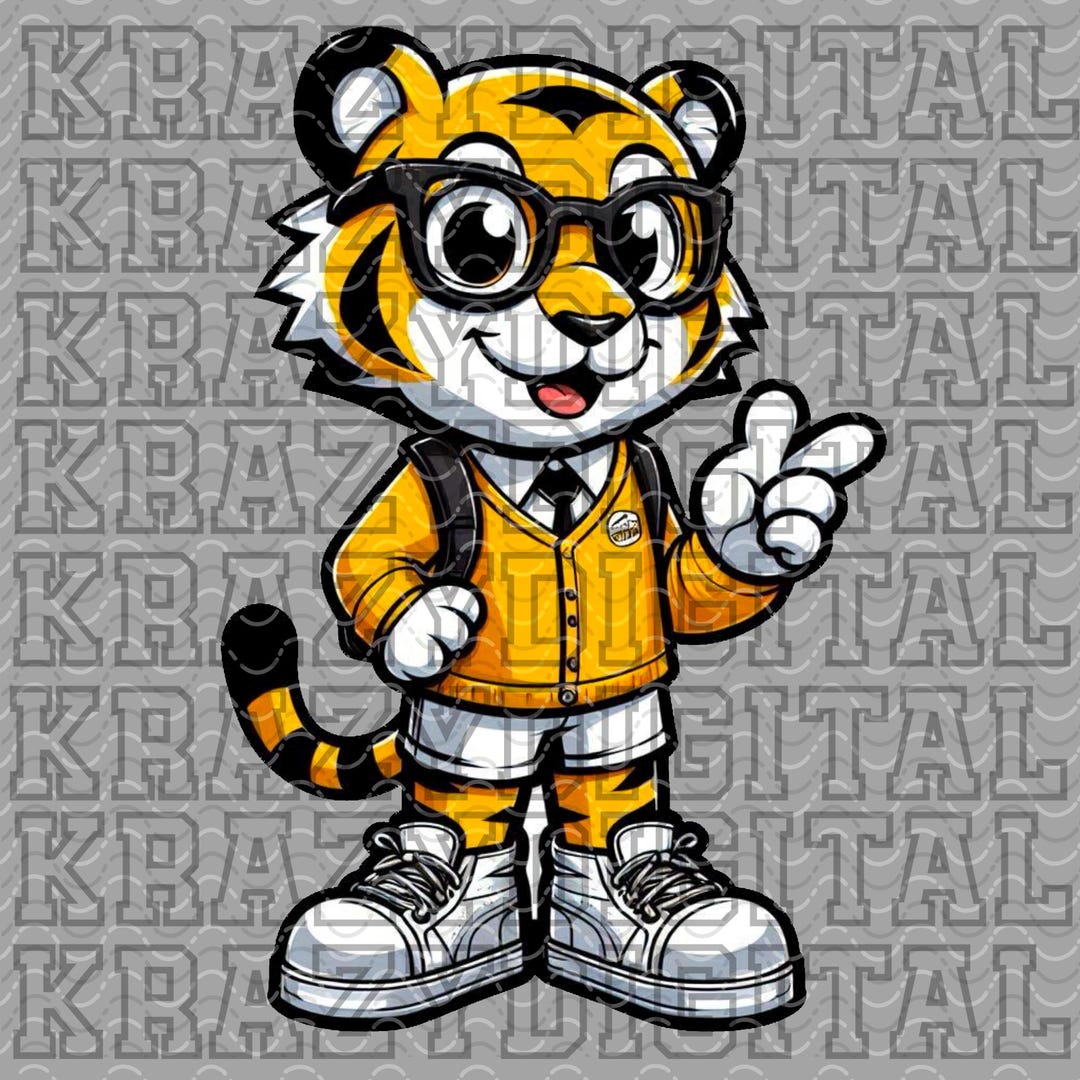 Yellow Tiger Scholastics, Tiger Academic Mascot PNG, Tiger Smart ...