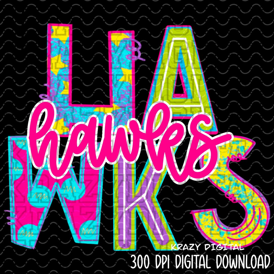 Neon Hawks Sketch Font PNG, Hawk Girl Sister Spirit Digital File ...