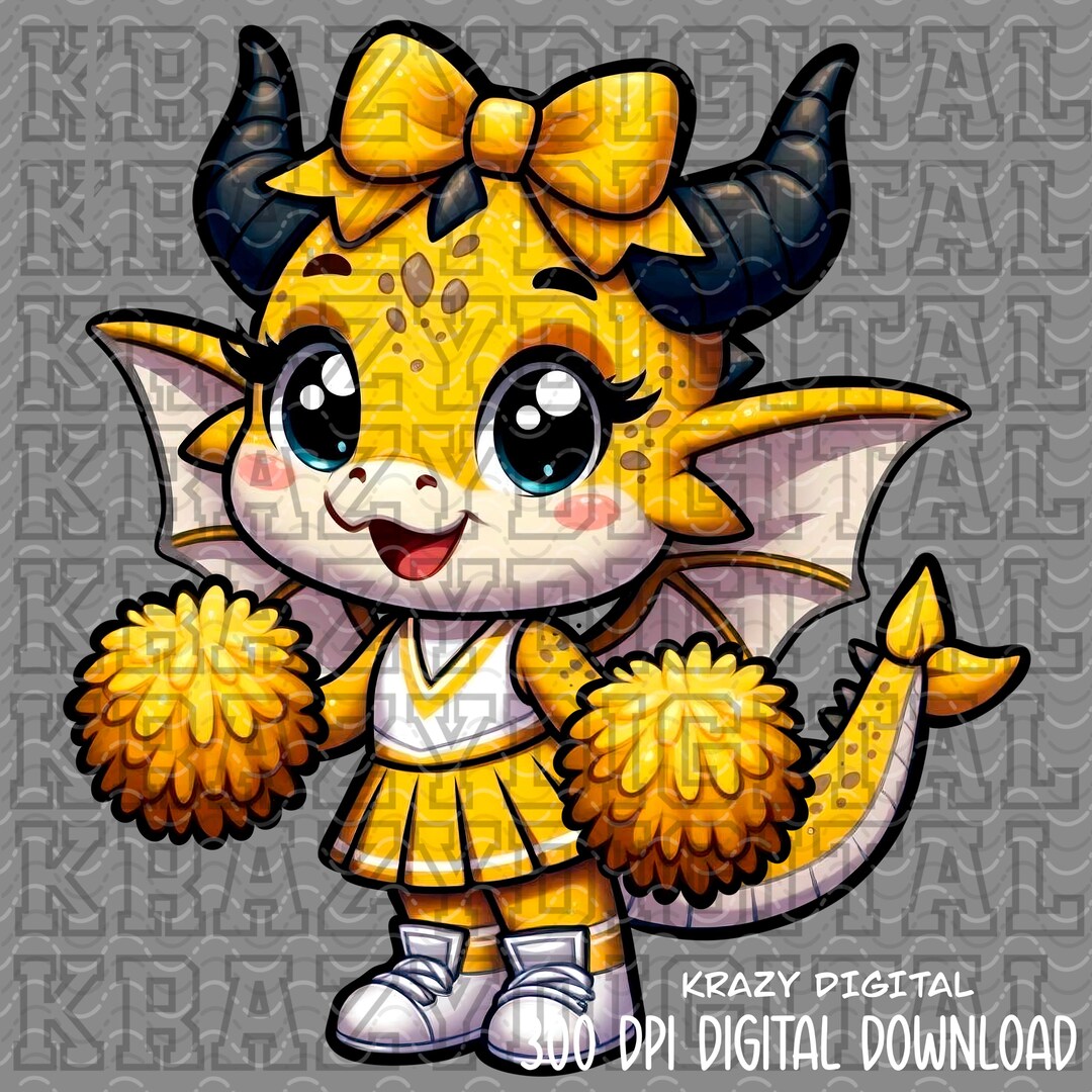 Dragon Cheer Mascot PNG, Yellow Cute Dragon School Spirit, Dragon Dancy ...