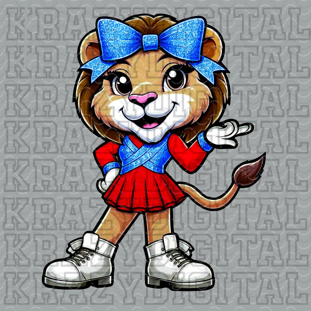 Lions Red Blue Color Guard Mascot PNG, Lions Blue School Mascot, Lions ...