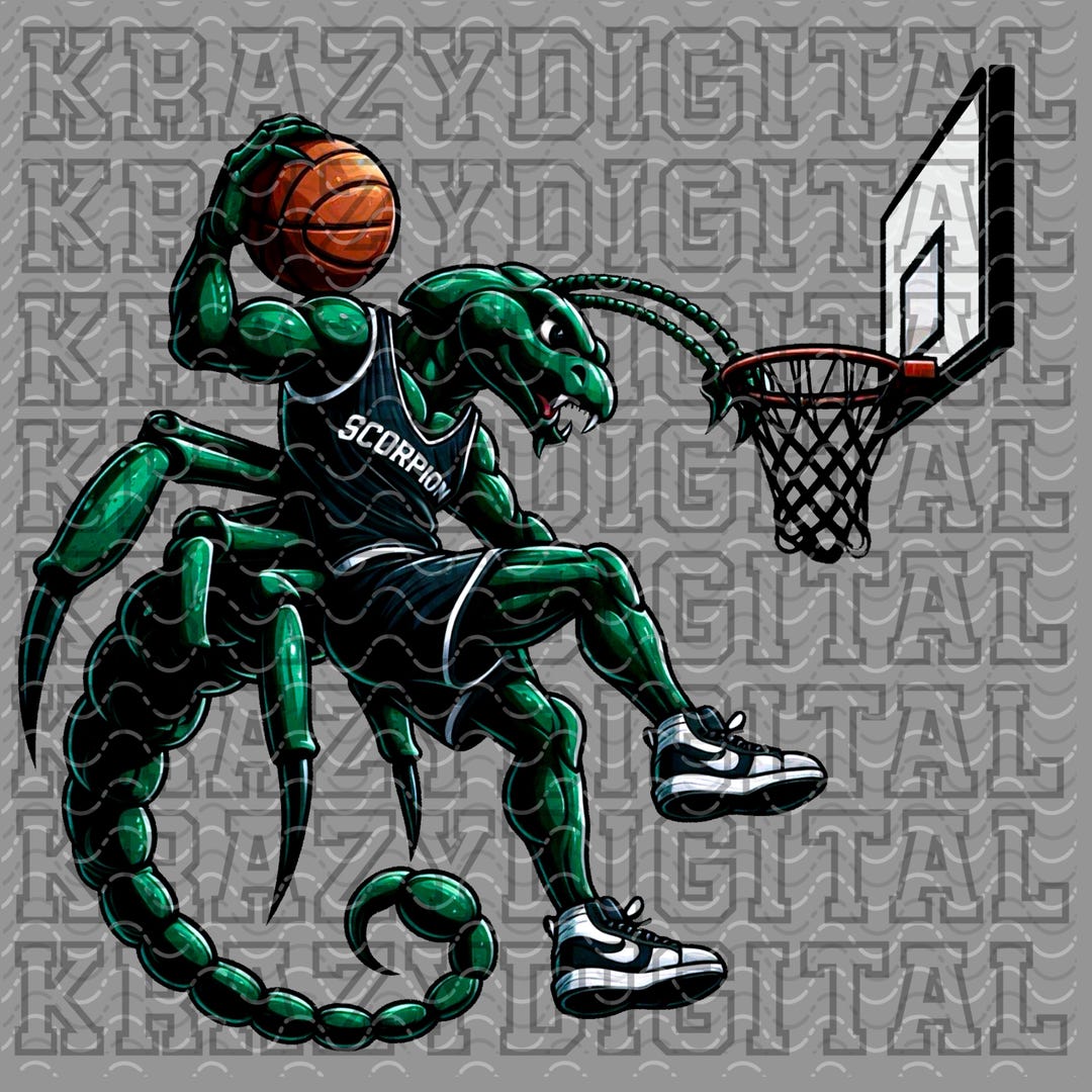 Green Scorpion Boy Basketball Mascot PNG, Green Spirit Shirt Design ...