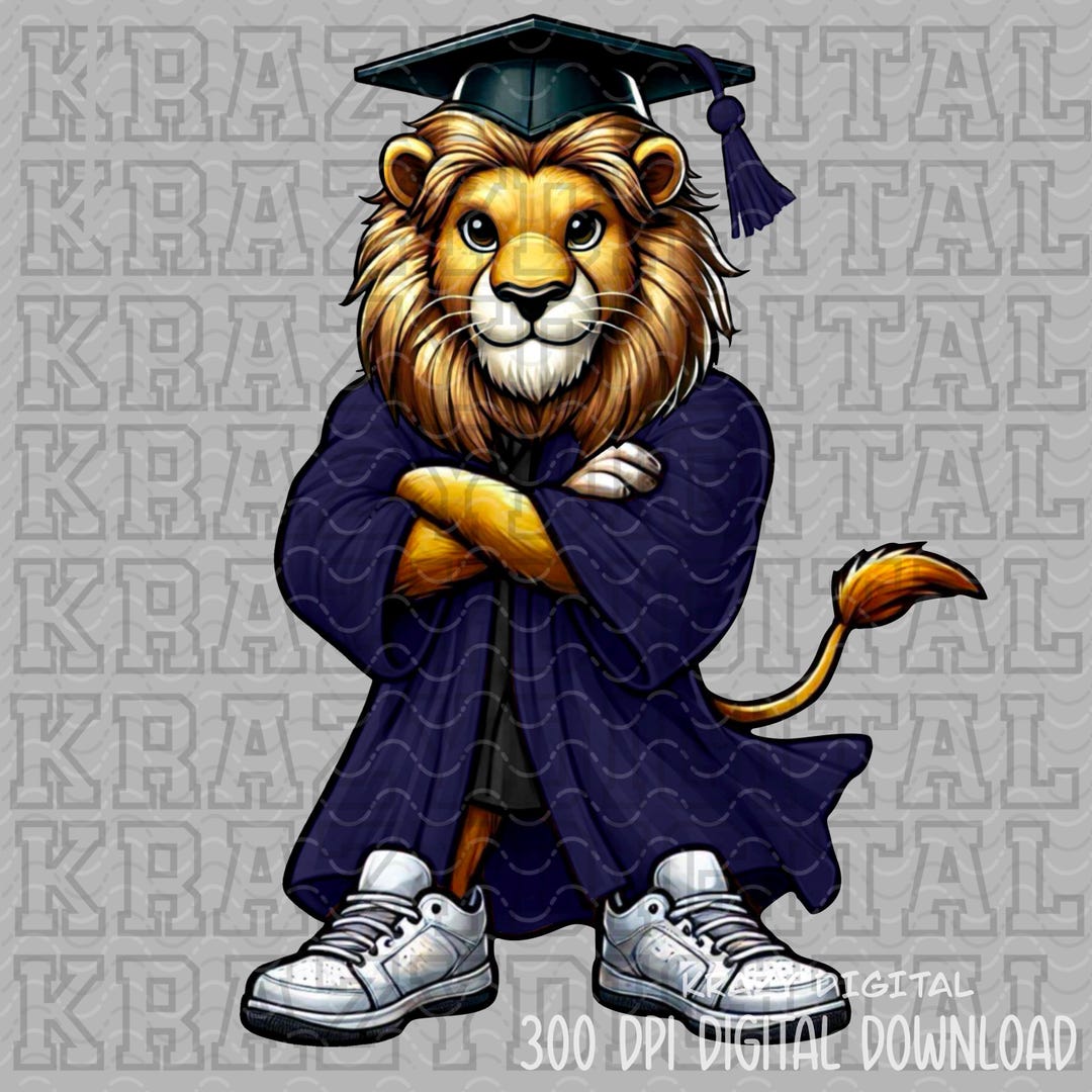Lions Navy Gown Graduate PNG, Lions Senior Year, Lions Boy Graduation ...