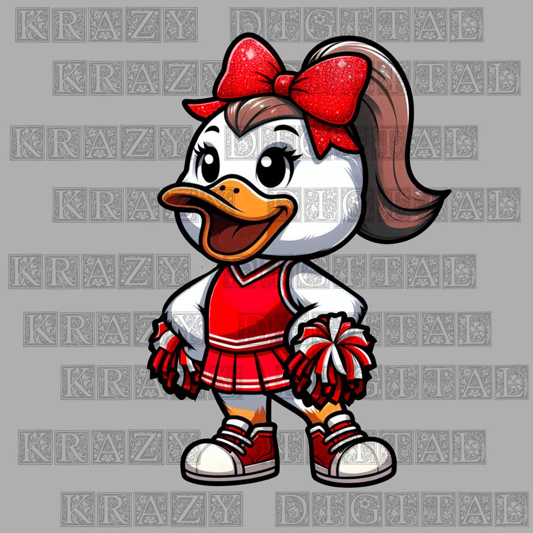 Red Duck Cheer Mascot PNG, Red Duck Dance Digital, Mallard Duck Cheer ...