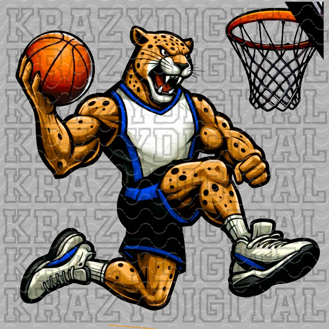 Jaguar Basketball Mascot PNG, Blue Jags Mascot, Dunking Basketball ...