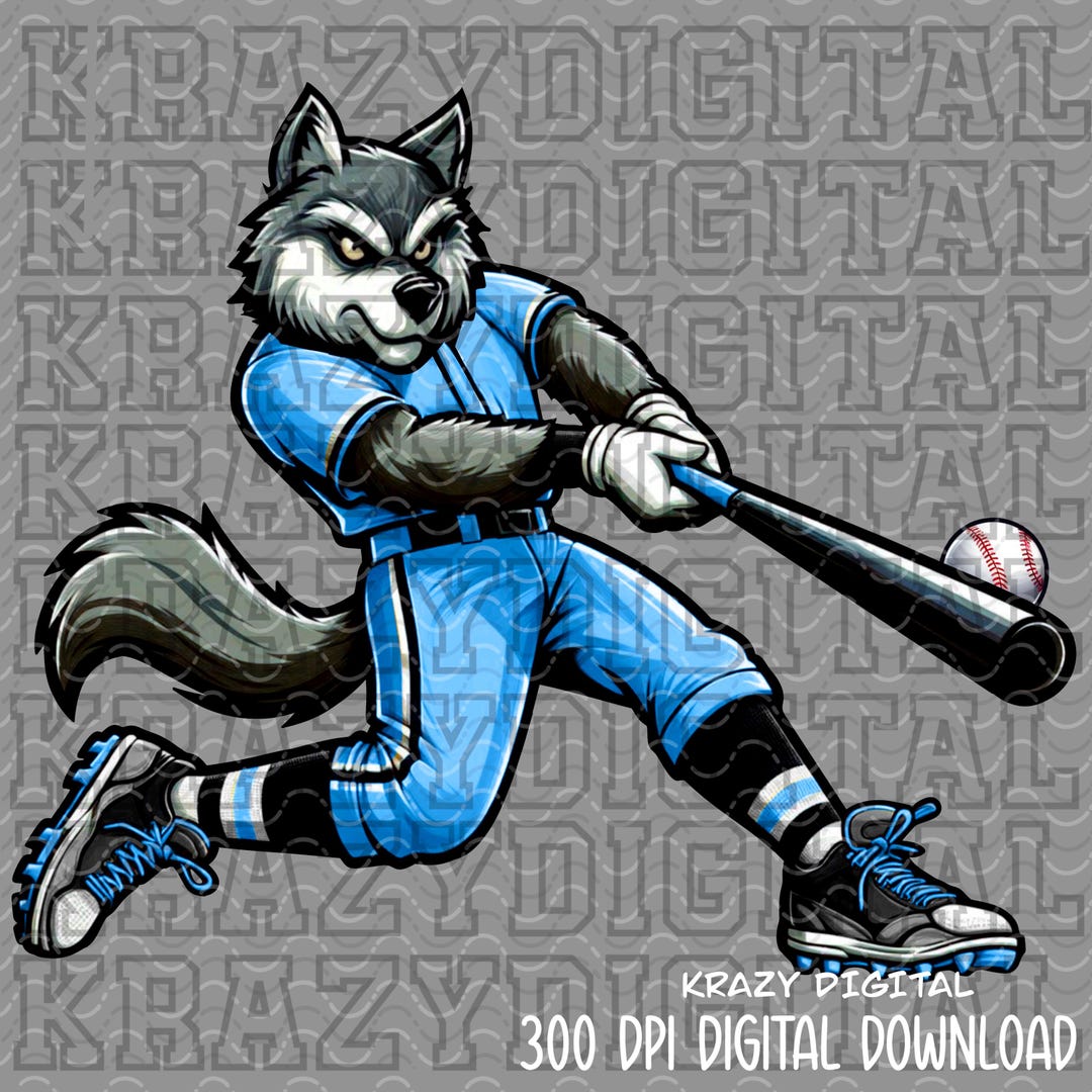 Light Blue Wolf Baseball Design, Wolf Baseball PNG, Blue Timber Wolf ...