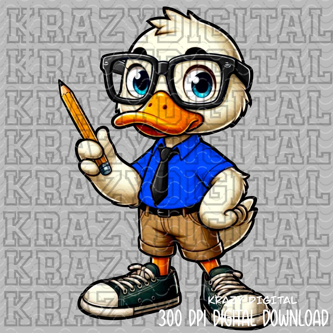 Duck Back to School Scholastics, Blue Duck Academics Mascot PNG ...
