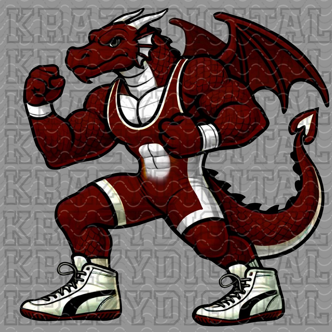 Maroon Dragon Wrestling Mascot PNG, Maroon Dragon School Spirit, Maroon ...