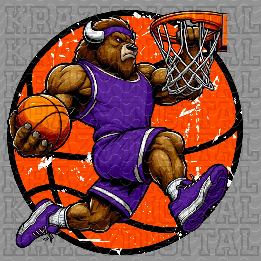 Purple Buffalo Basketball PNG, Zoo Animal Basketball Design, Bison ...