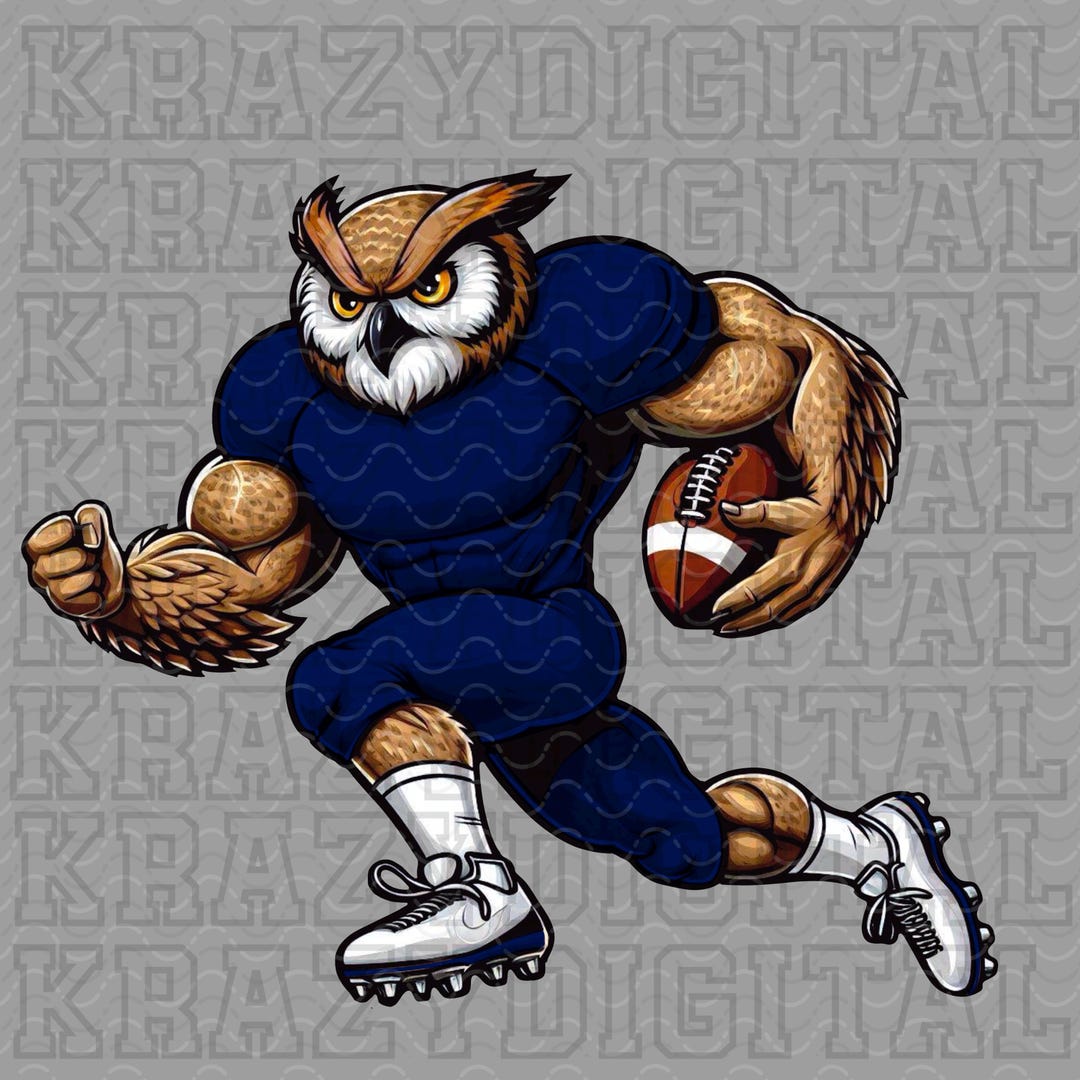 Navy Owl Football Mascot PNG, Owl Boy Spirit Digital File, Family ...