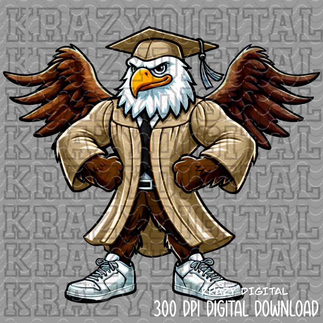 Gold Eagle Mascot Graduation PNG, Eagle Mascot Graduation Digital ...