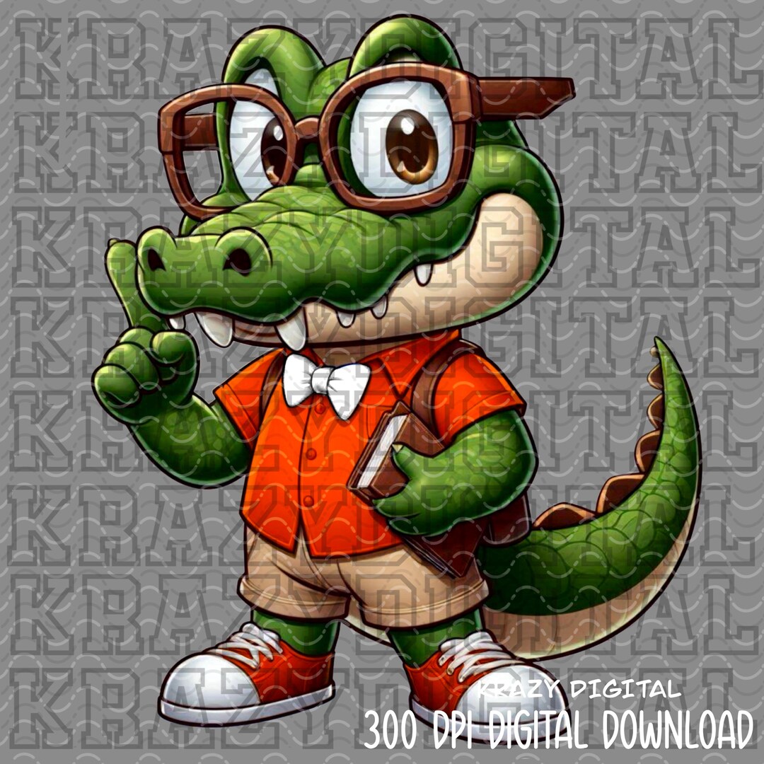 Back to School Alligator Scholastics, Orange Alligator Academics Mascot ...