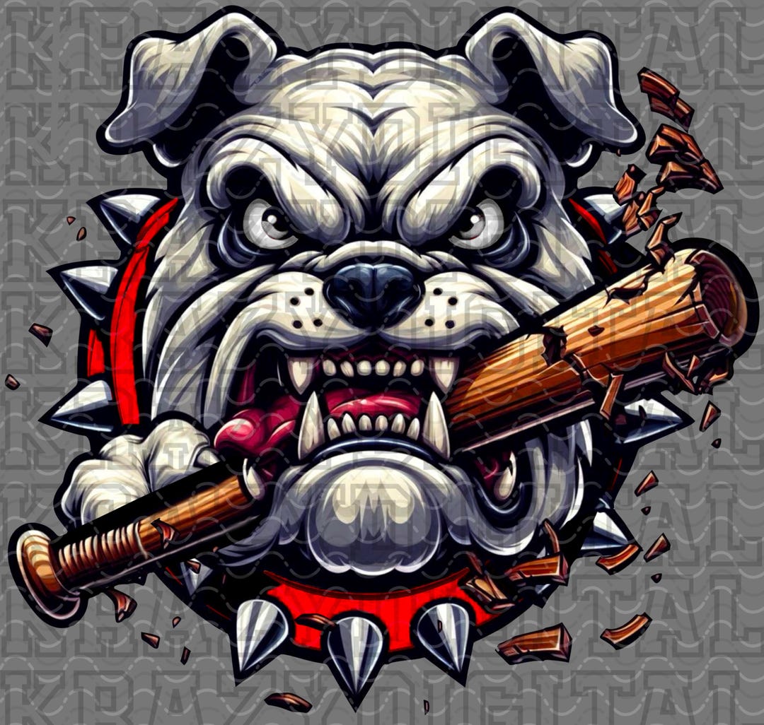 Bulldog Baseball PNG, Red Bulldog Baseball Biting Bat, Fierce Baseball ...