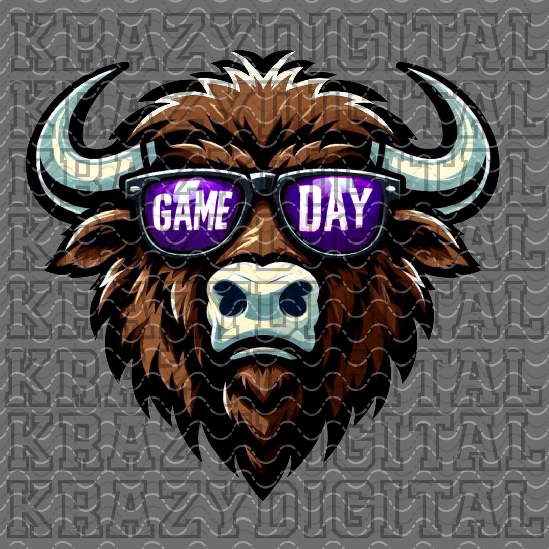 Purple Buffalo Game Day PNG, Zoo Animal Sports Design, Cool Glasses ...