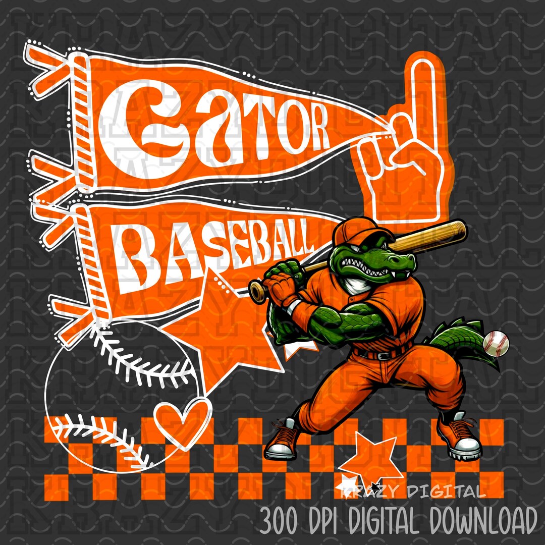 Orange Alligator Baseball Pennant Flag PNG, Alligator Mom Spirit Shirt ...