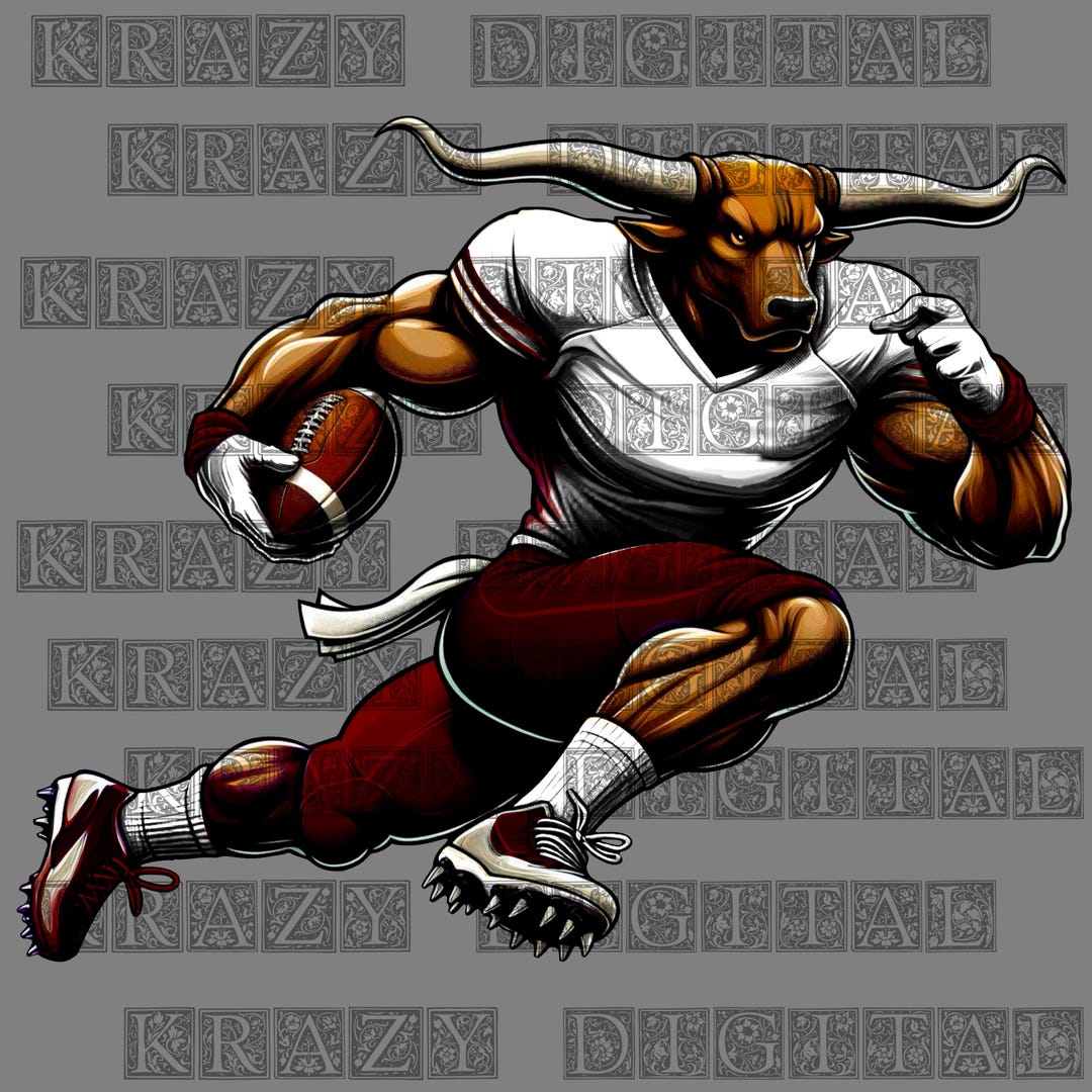 Longhorns Maroon Football Mascot PNG, Longhorn Spirit Design, Longhorn ...