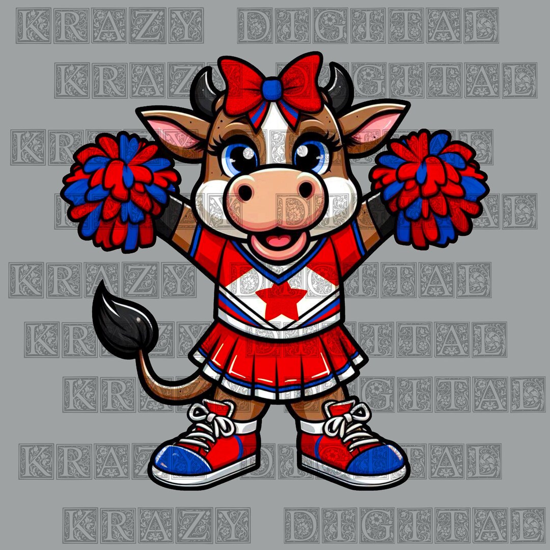 Red Blue Steer Cheer Mascot PNG, Red Blue Bull Mascot Design, Steer ...
