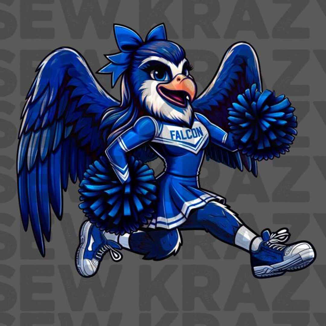 Falcons Mascot Blue Cheer PNG, Falcons School Mascot Cheer Girl PNG ...