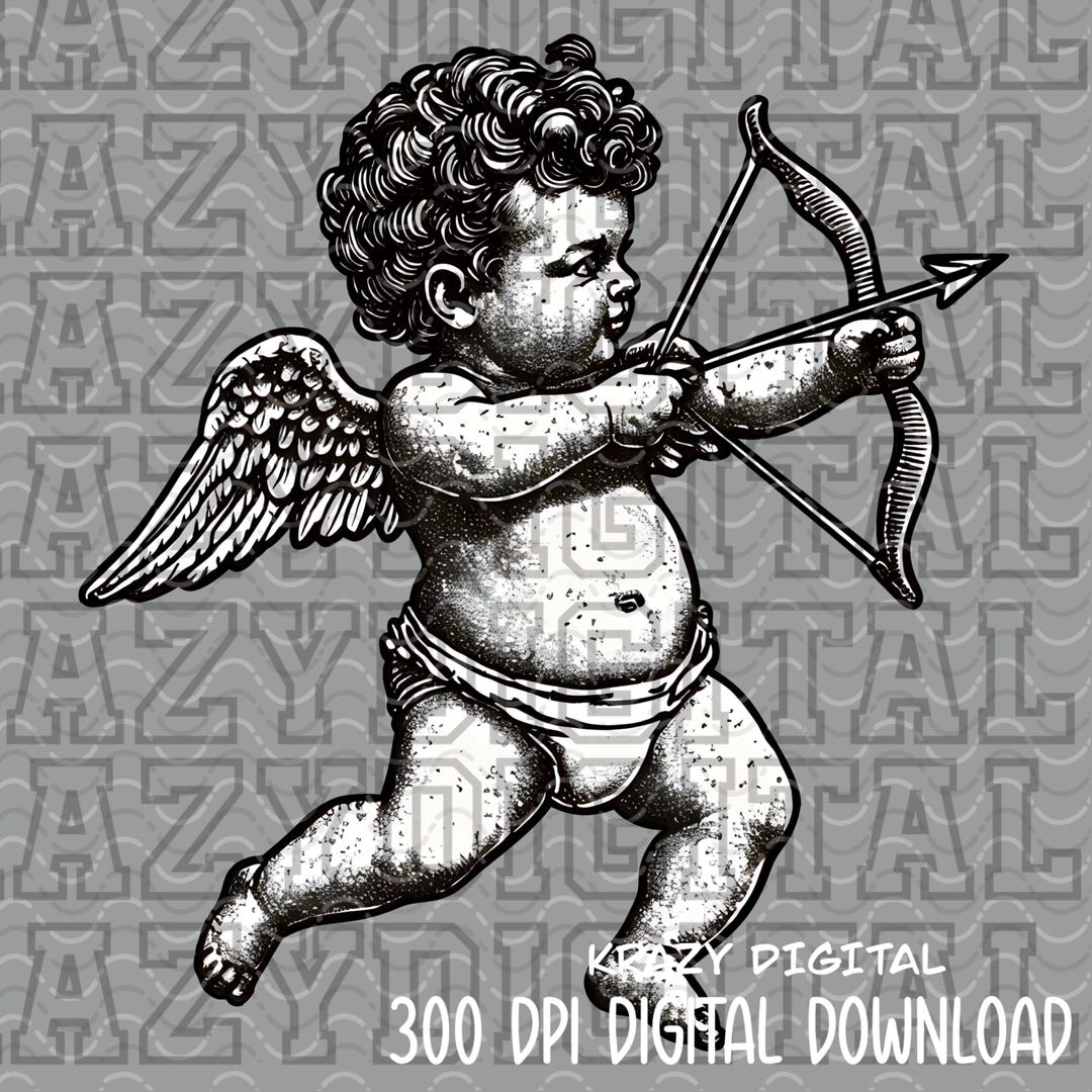 Black & White Cupid PNG, Valentines Day Cupid Design, Cute Girly Cupid ...
