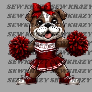 Bulldog Mascot Red Cheerleader PNG, Bulldog Mascot Artwork, Bulldog Red ...