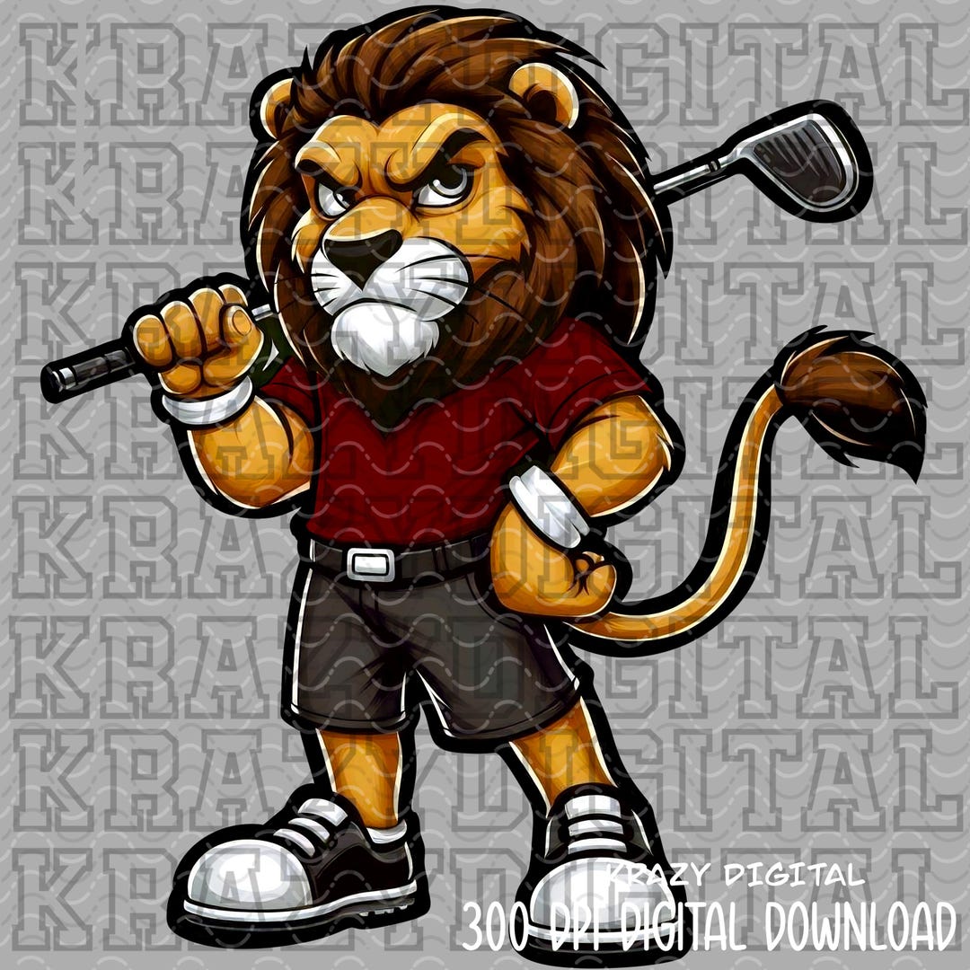 Lions Maroon Golf Mascot PNG, Lions School Mascot, Lions Spirit Mom ...