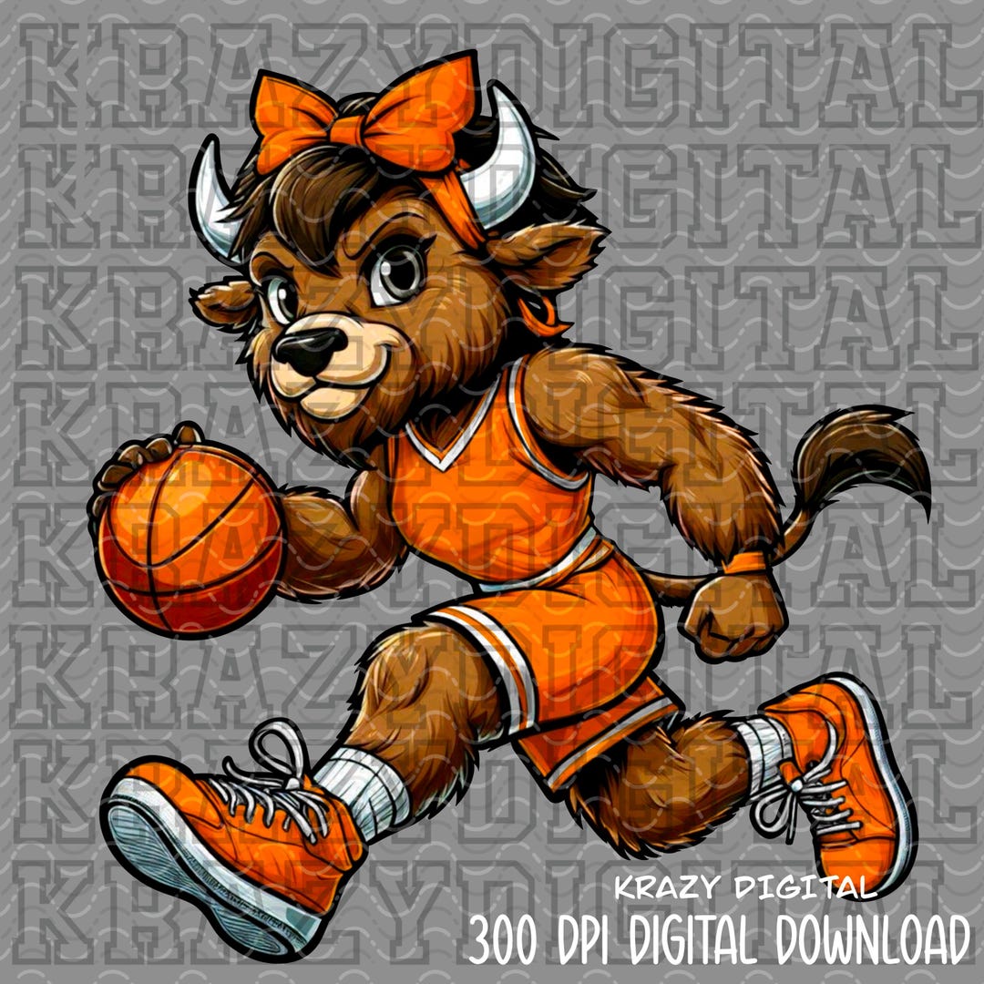 Orange Buffalo Basketball PNG, Zoo Animal Basketball Design, Bison ...