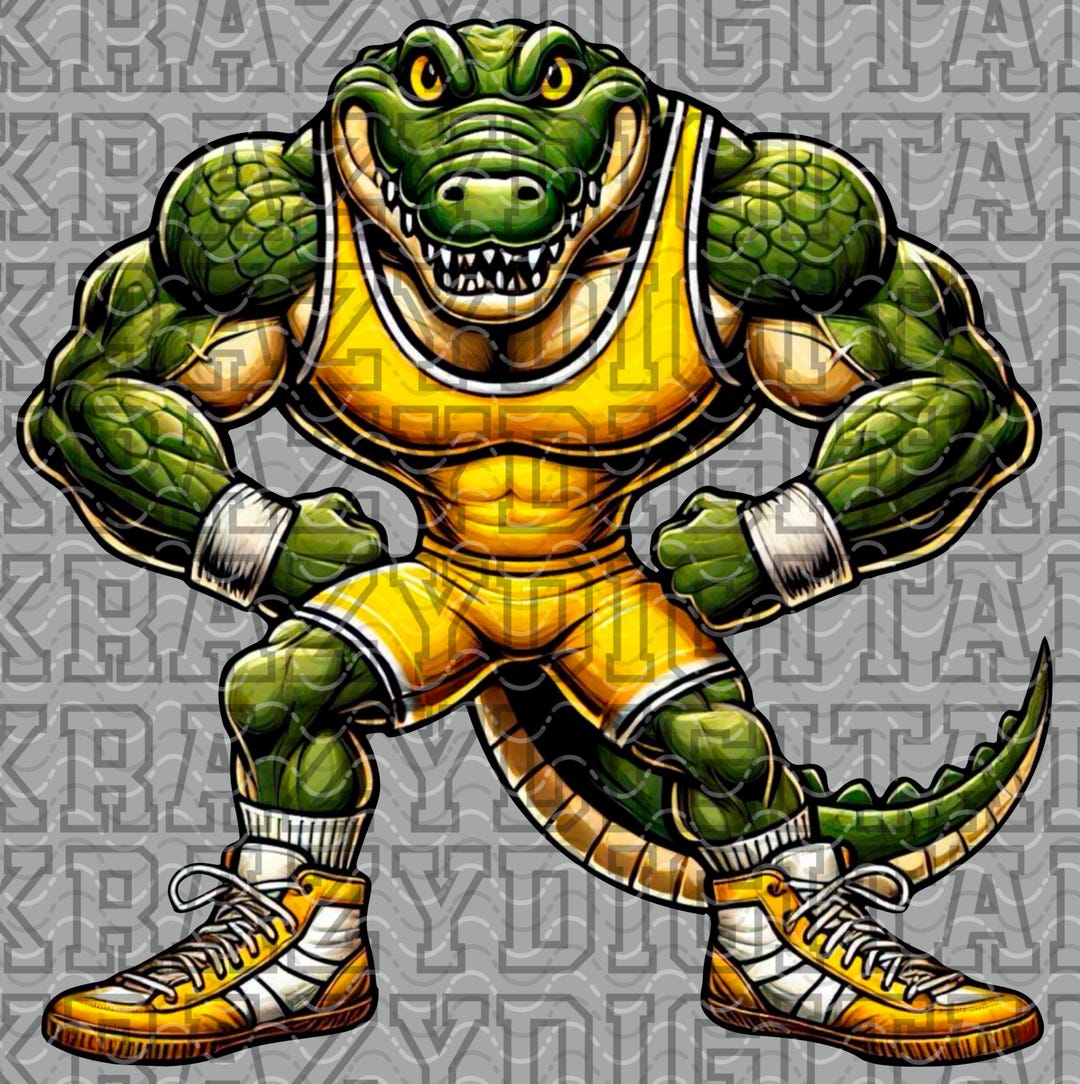 Gators Yellow Wrestling PNG, Gators Boy Weight Lifting Mascot ...