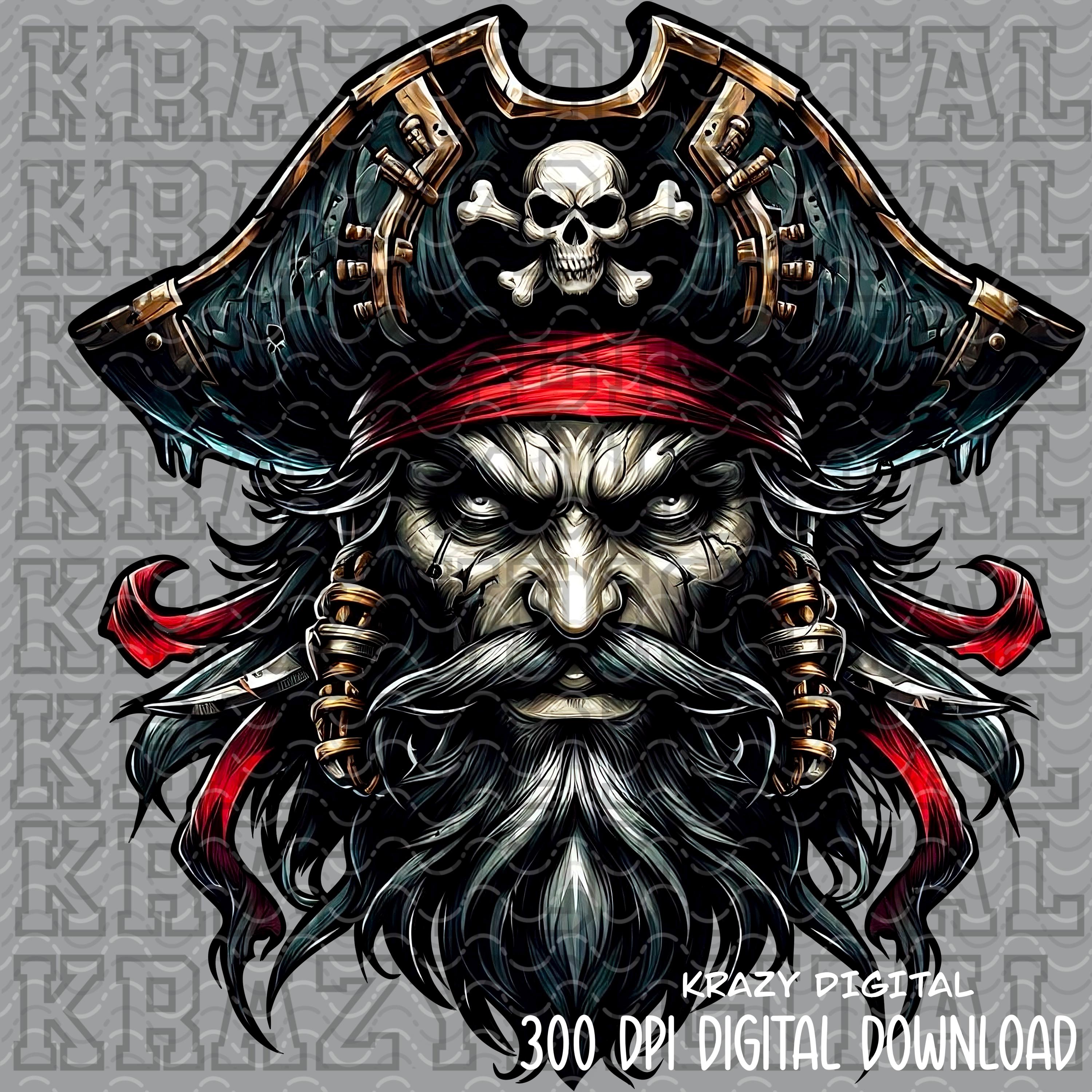 Fierce Pirate PNG, Buccaneer Mascot Digital Design, Strong Spirit Shirt ...