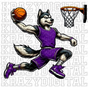 Husky Green Basketball Mascot PNG, Grey Wolf Mascot Boy Design, Lobos ...